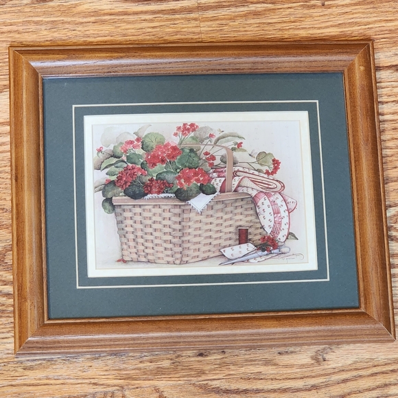 Wall Decor | Vintage Pat Richter Red Geraniums Framed Art | Poshmark